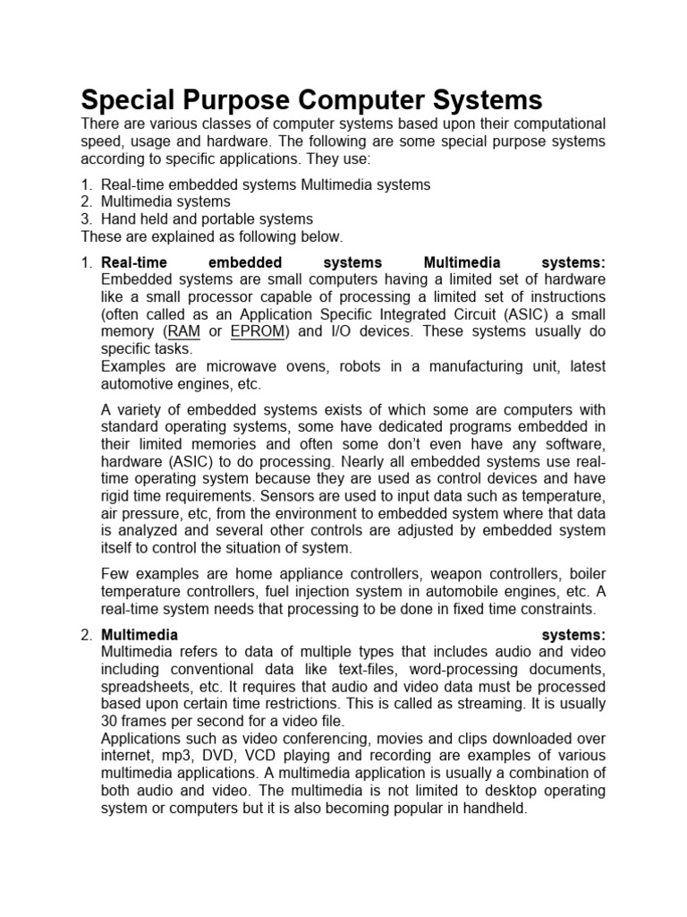 Unit1-Special Purpose Computer Systems | PDF | Embedded System | Mobile ...