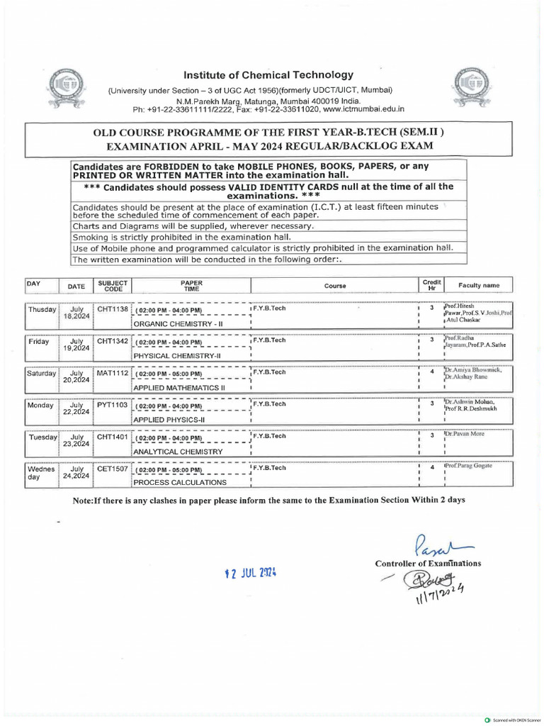 Old Course First Year B..tech (Sem II) | PDF