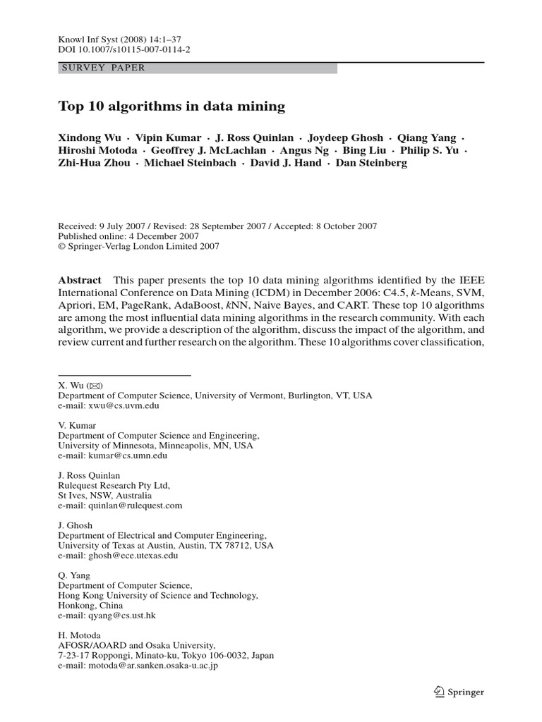 Top 10 Algorithms in Data Mining - 10algorithms-08 | PDF | Support ... Top 10 Algorithms in Data Mining - 10algorithms-08 | PDF | Support ...