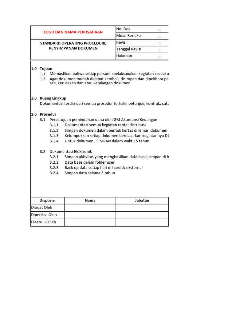 008.sop - Penyimpanan Dokumen | PDF | Bisnis