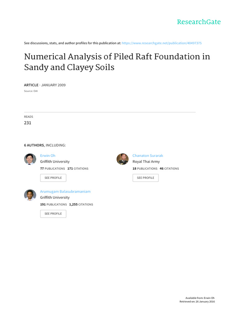 Numerical Analysis of Piled Raft Foundat | PDF | Deep Foundation | Beam ...