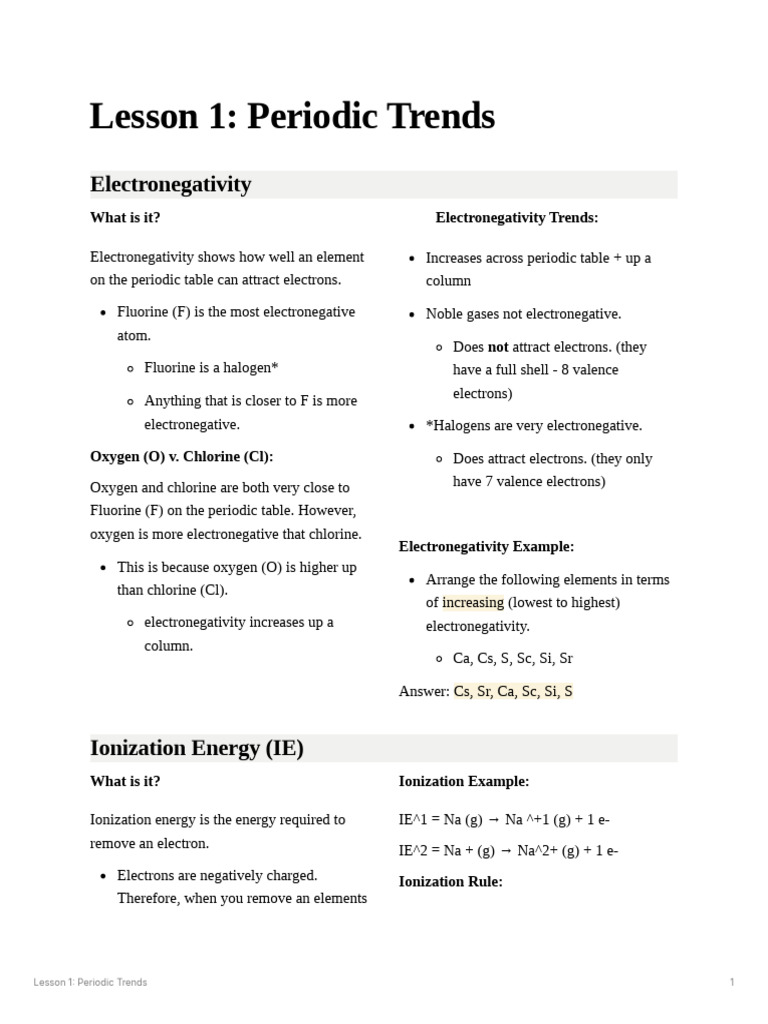 Understanding Electronegativity Trends | PDF | Periodic Table | Phases Of Matter