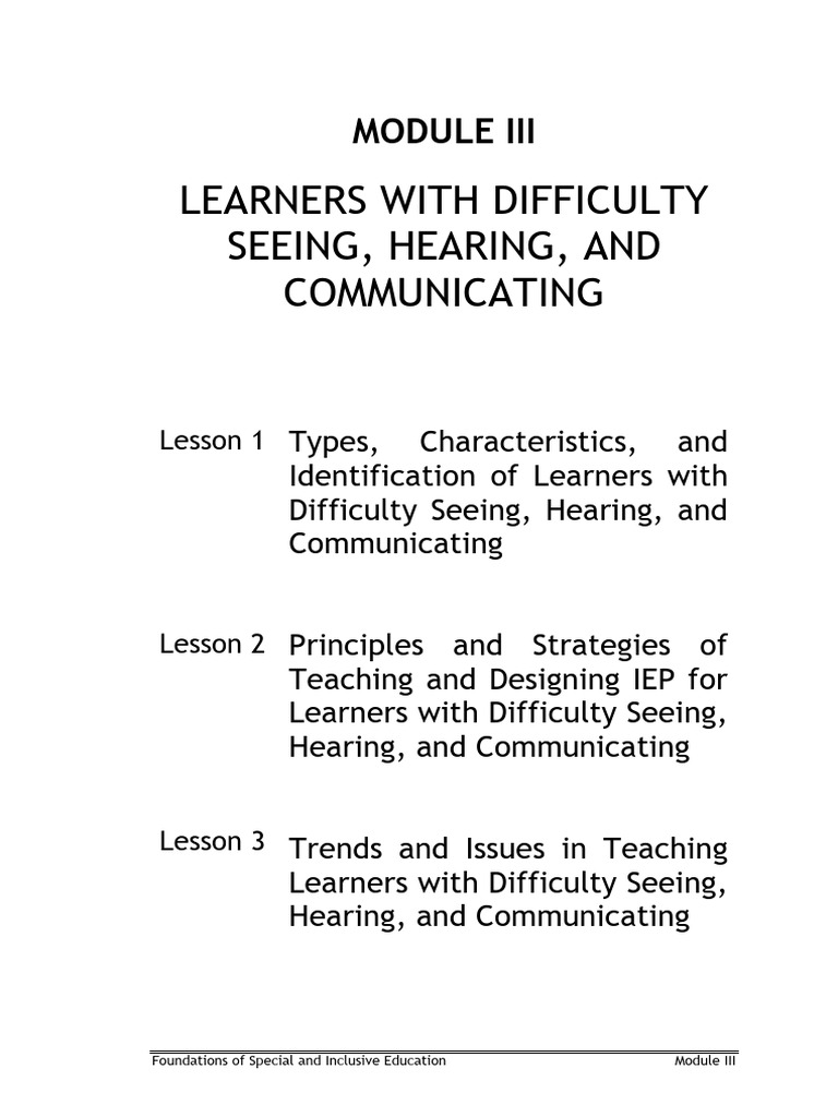Module 3 | PDF | Hearing Loss | Visual Impairment