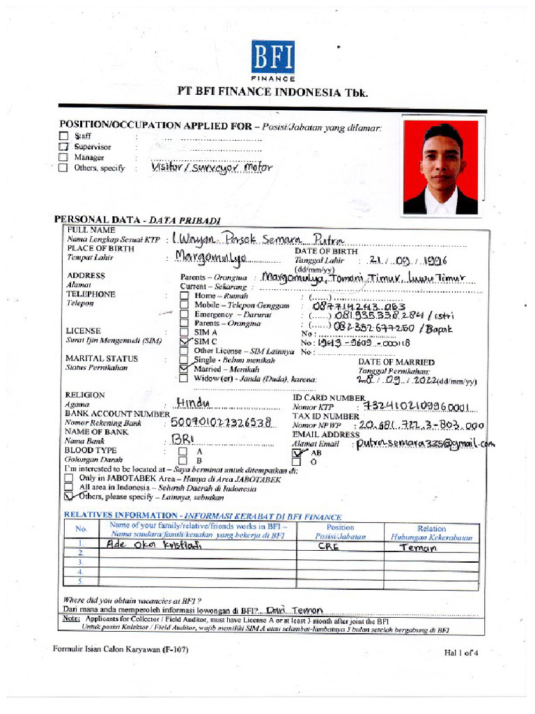 Surveyor Motor - I Wayan Pasak Semara Putra | PDF | Karier & Perkembangan