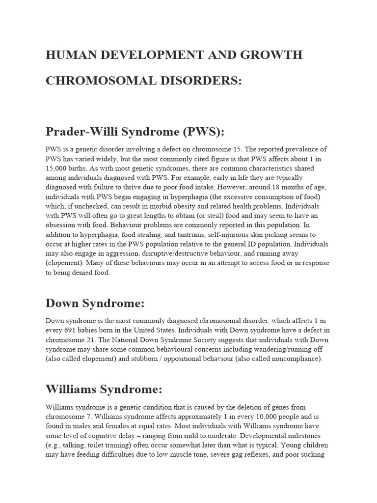 Chromosomal Disorders | PDF | Diseases And Disorders | Human Diseases And Disorders