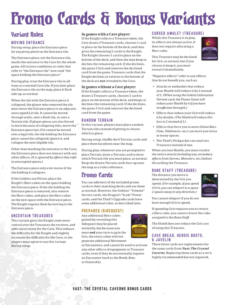 VAST Crystal Caverns Bonus Variants | PDF