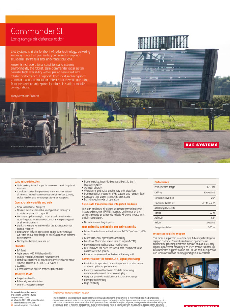 Commander SL Datasheet | PDF | Radar | Anti Aircraft Warfare