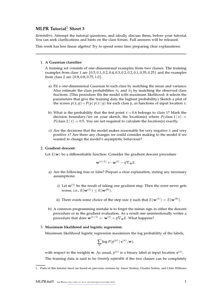Tut3 Questions | PDF | Logistic Regression | Normal Distribution
