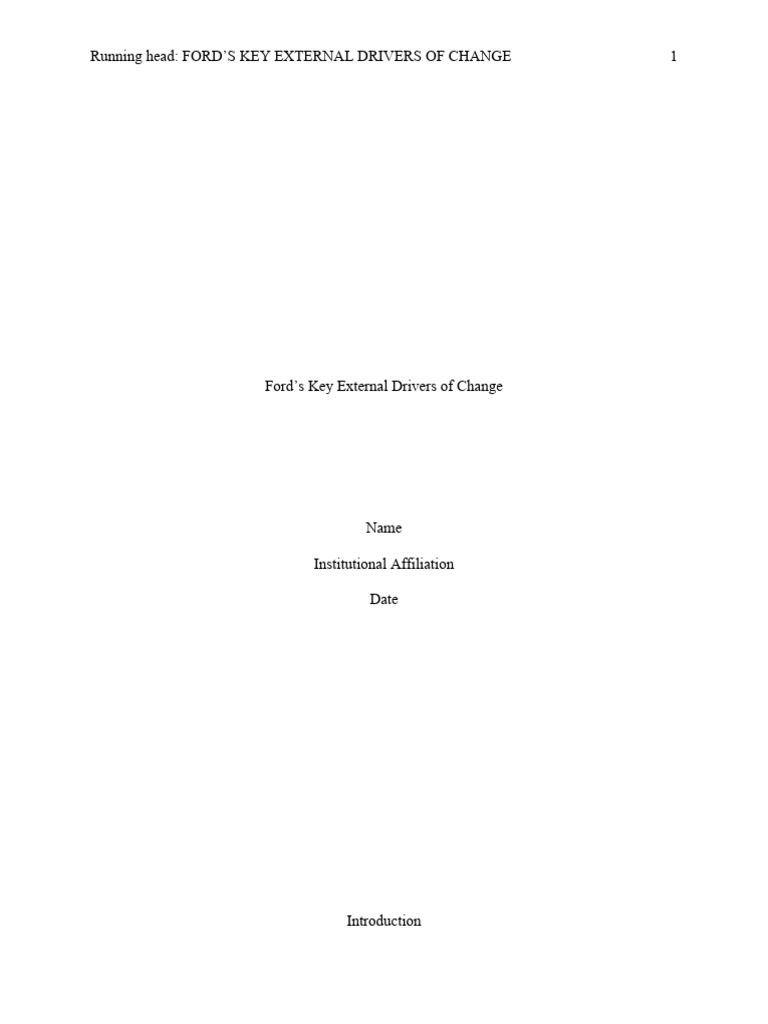 Ford's Key External Drivers of Change - Edited | PDF | Ford Motor ...