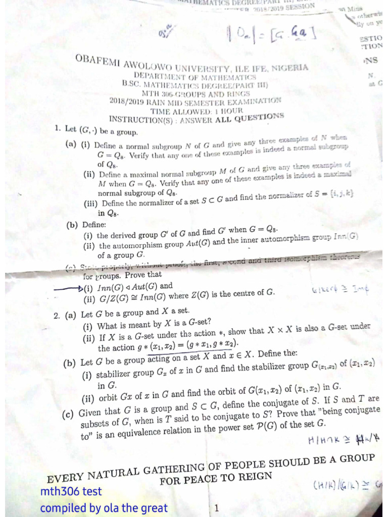 MTH 306 Compiled by OlaTheGreat, Edited by Papy T | PDF