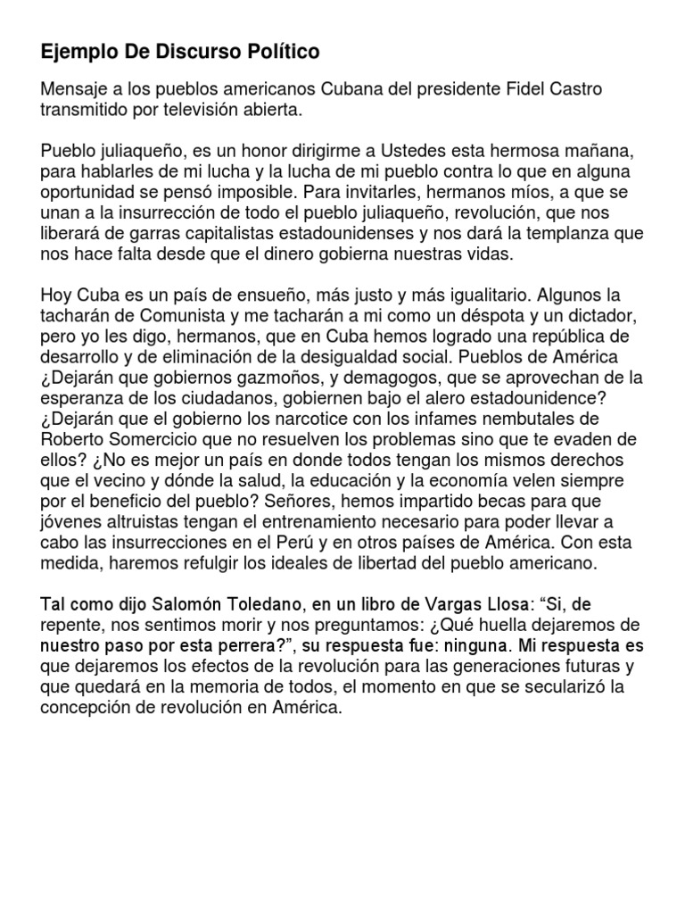 Ejemplo De Discurso Político