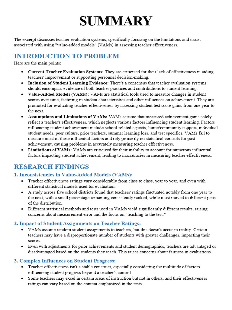 SUMMARY | PDF | Educational Assessment | Teachers