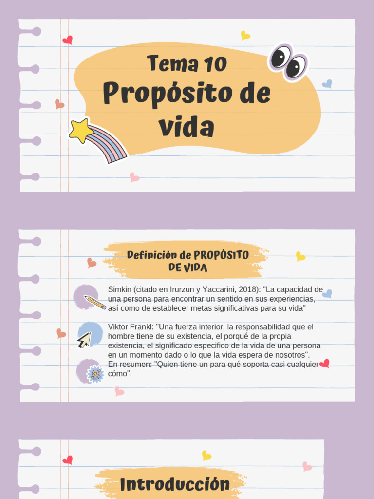 Tema 10 Propósito de Vida | PDF | Relaciones personales, crianza y ...