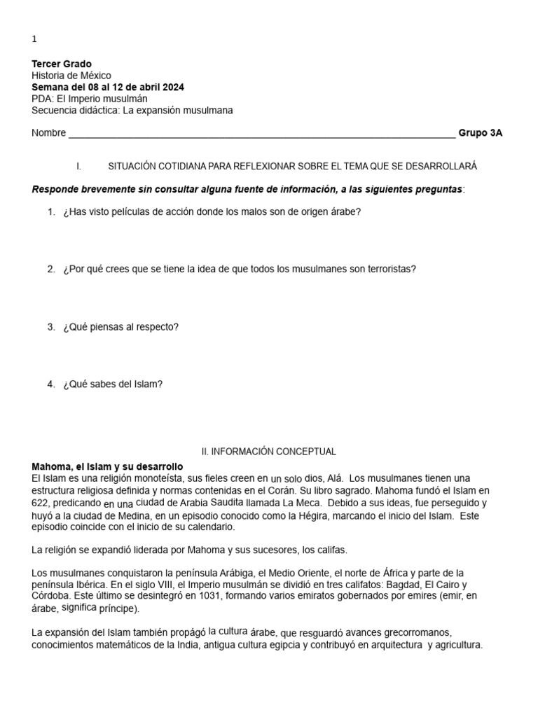 Secuencias Tercer Grado - Abril 2024 | PDF | Mahoma | Renacimiento