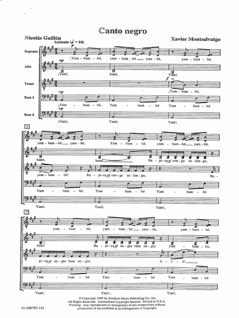 Canto Negro - Xavier Montsalvatge | PDF