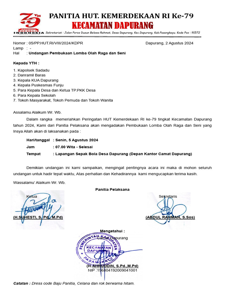 SURAT PEMBUKAAN OLAH RAGA DAN SENI Docx-1 | PDF
