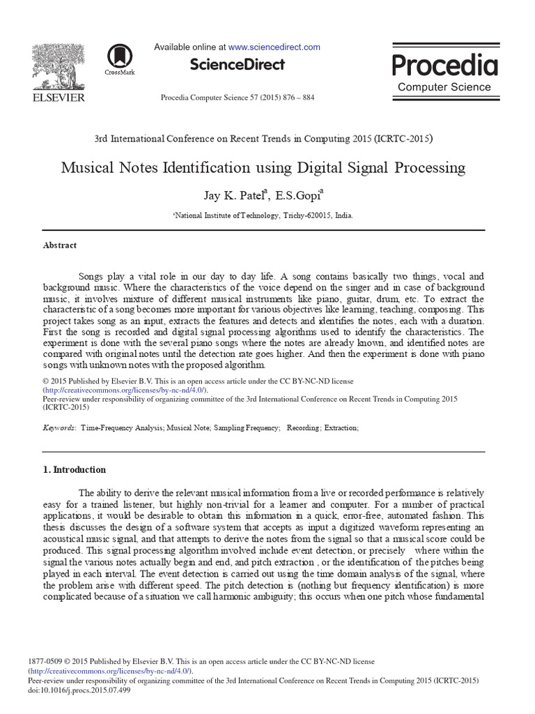 Musical Notes Identification Using Digital Signal | PDF | Pitch (Music ...