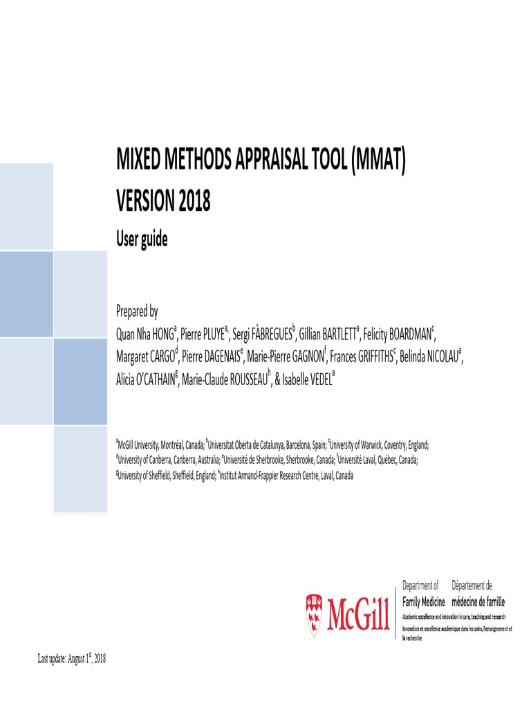 Mixed Methods Appraisal Tool (Mmat) | PDF | Qualitative Research ...