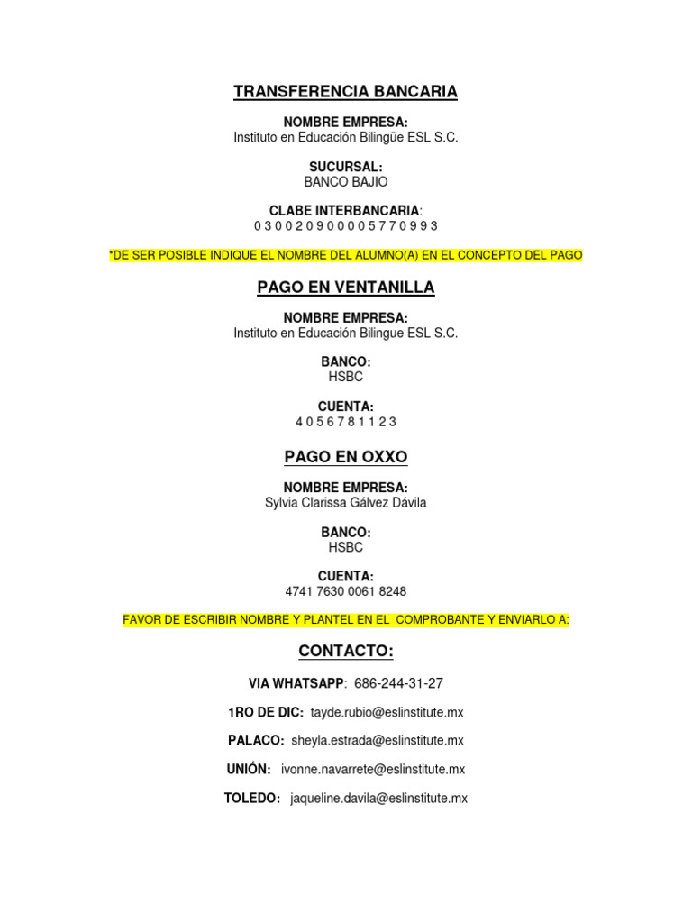 DATOS BANCARIOS | PDF