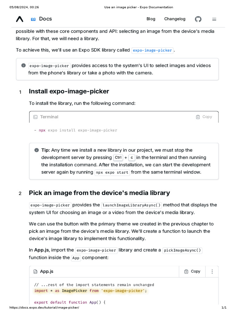 Use An Image Picker - Expo Documentation | PDF | Computers