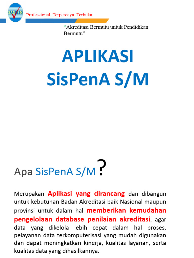 PRESENTASI SisPenA (Sekolah) | PDF
