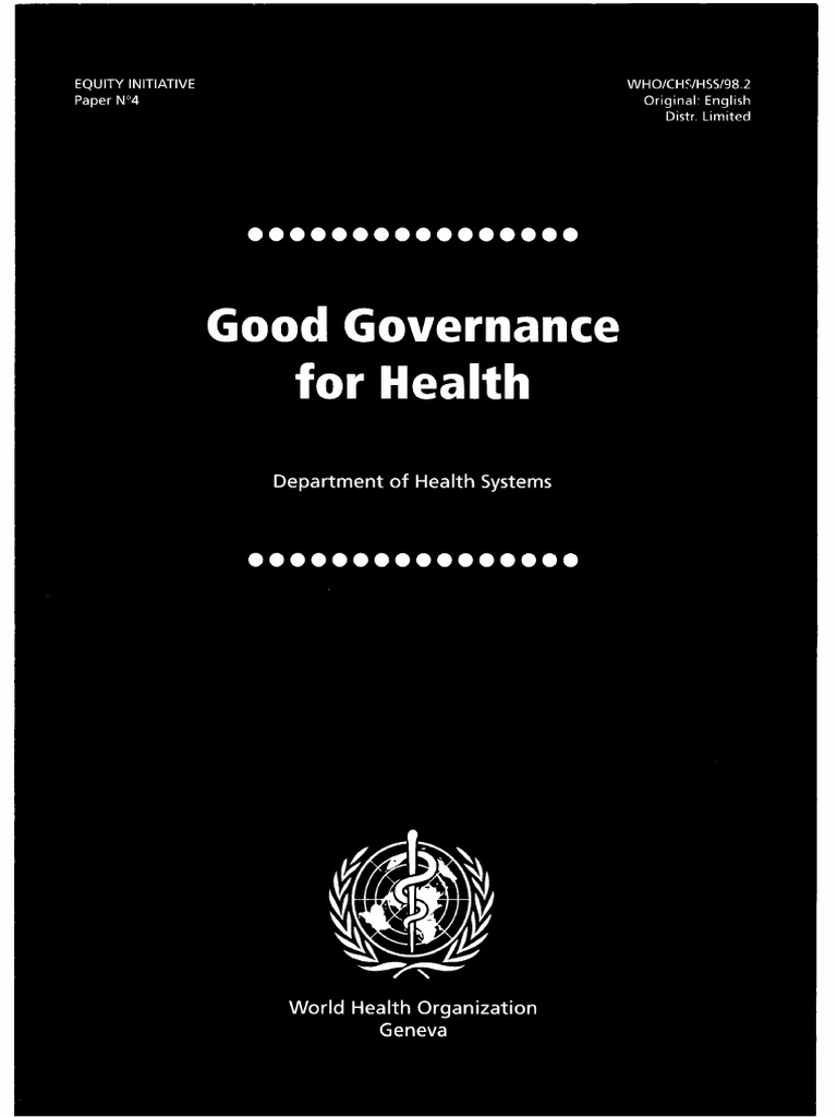 WHO. 1998 Good Governance For Health | PDF