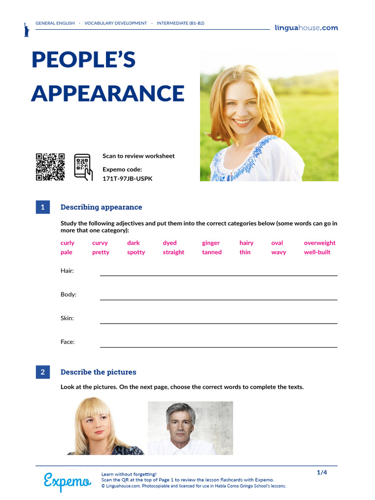 4 Peoples-Appearance-American-English-Teacher-Ver2 | PDF | Hair | Linguistics