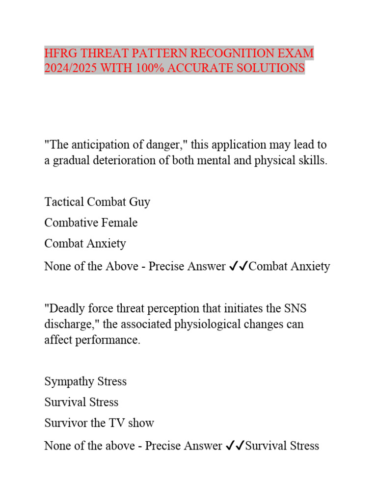 HFRG Threat Pattern Recognition Exam | PDF | Vein | Blood Vessel