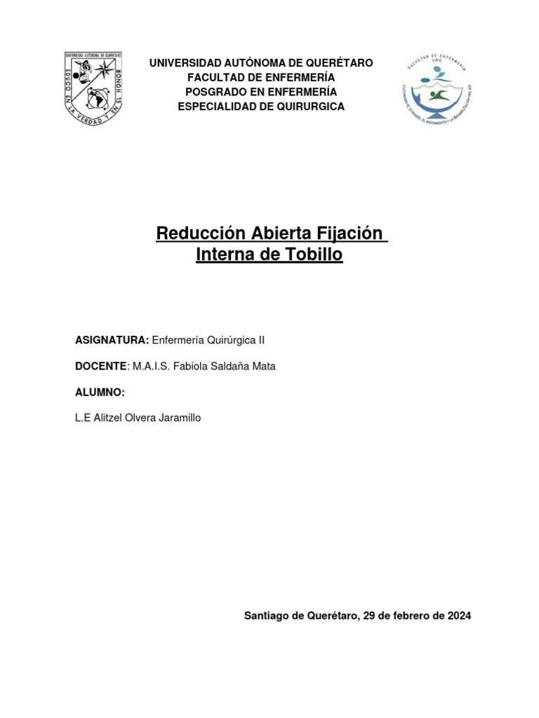 Reducción Abierta de Fractura de Tobillo | PDF | Tobillo | Sistema ...