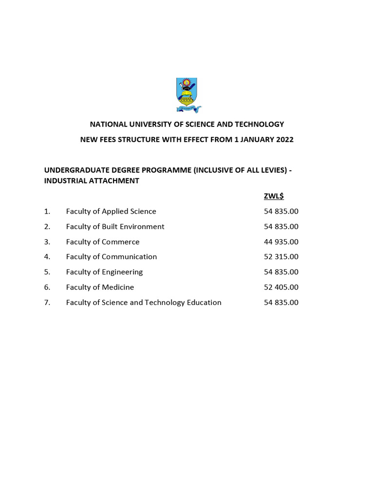 2022 Industrial Attachment Fees Structure | PDF