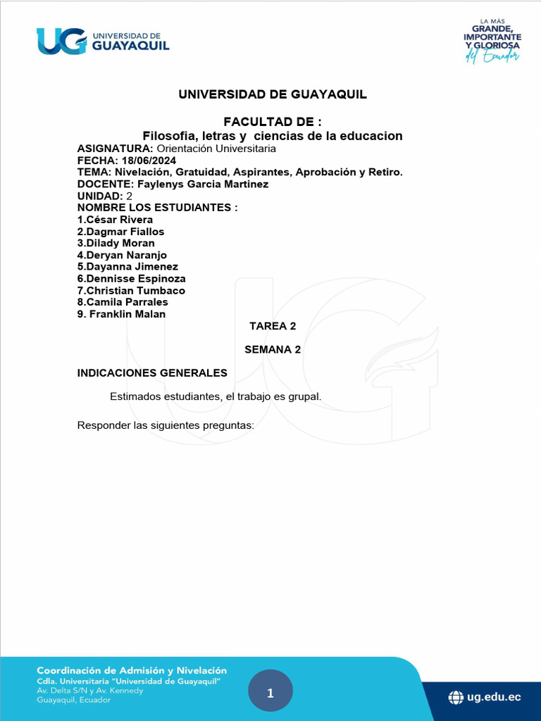 Tarea U1-Clase 2-S2 | PDF | Educación más alta | Regulación