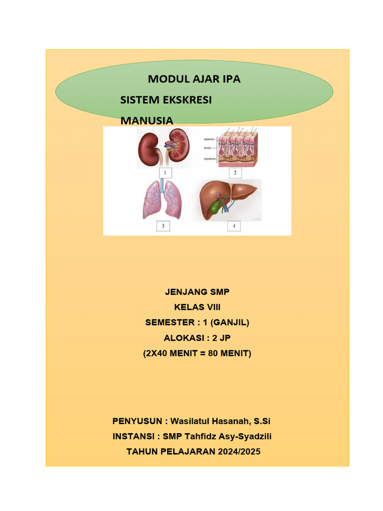 MODUL AJAR IPA SISTEM EKSKRESI MANUSIA (Microteaching) | PDF
