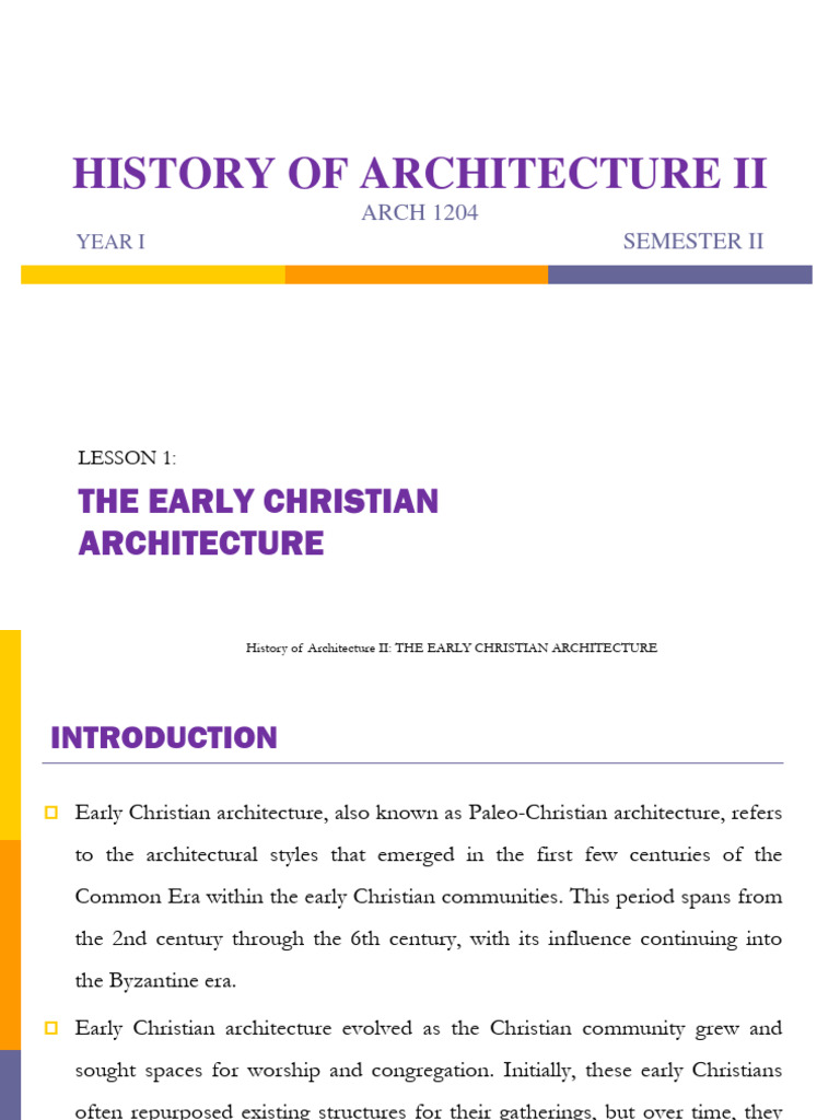 Lesson 1. Early Christian Architecture | PDF | Mosaic | Roman Empire