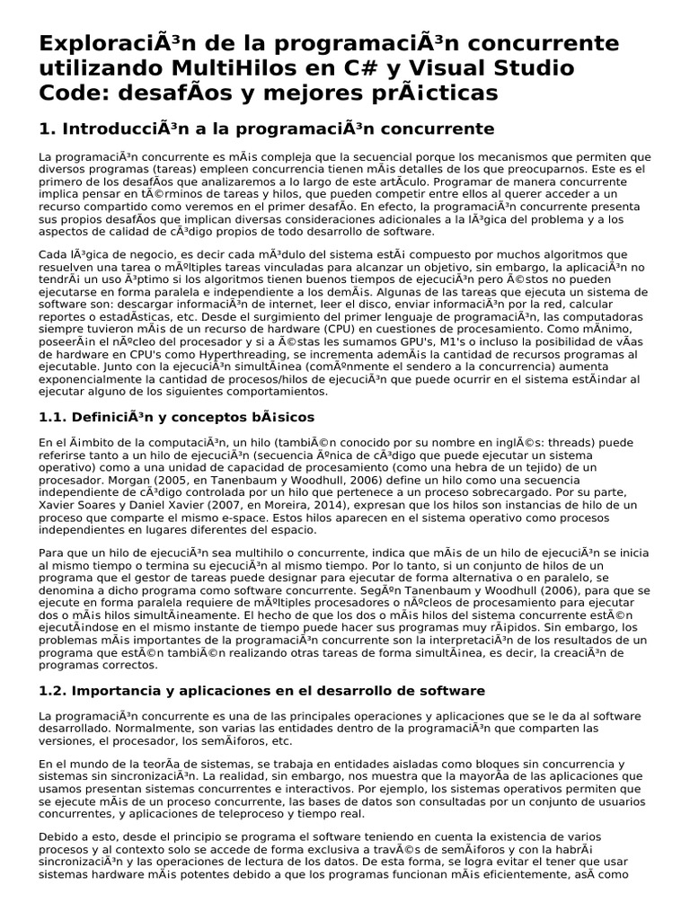 Exploración de La Programación Concurrente Utilizando MultiHilos en C# y Visual Studio Code ...