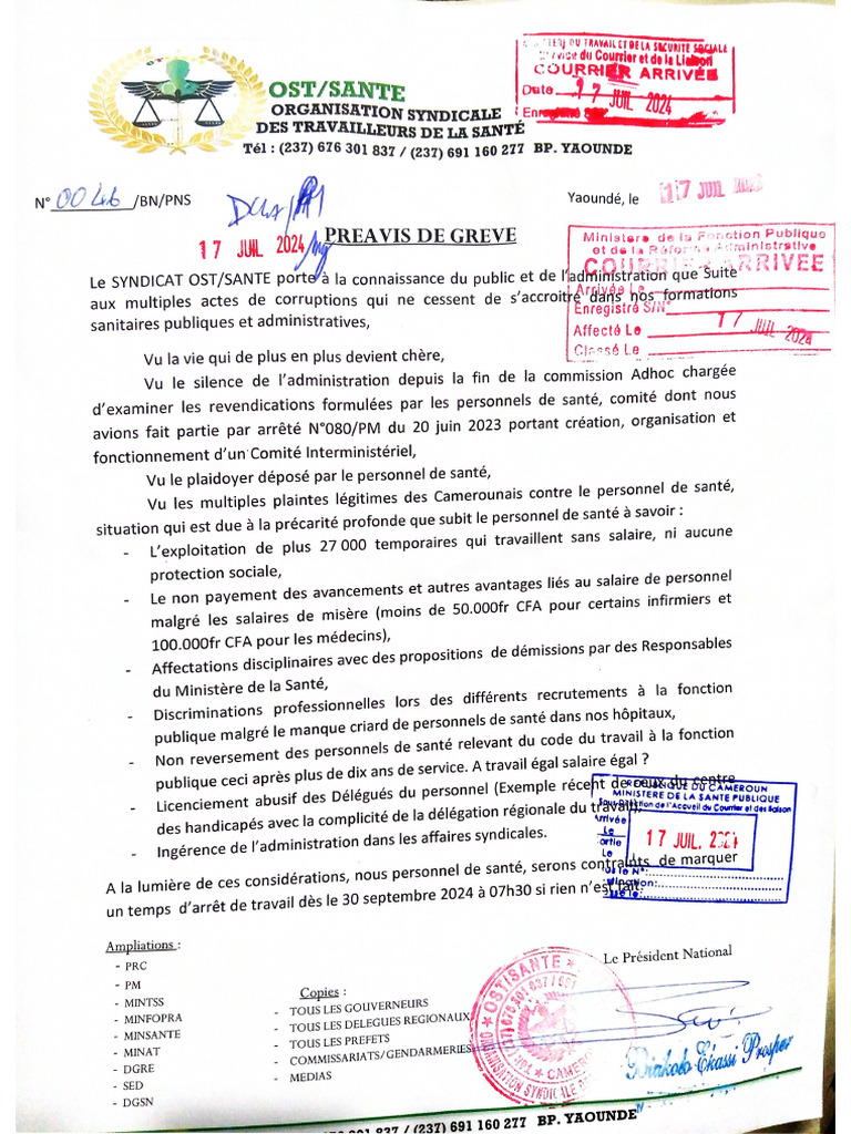 Préavis de Grève OST SANTÉ | PDF