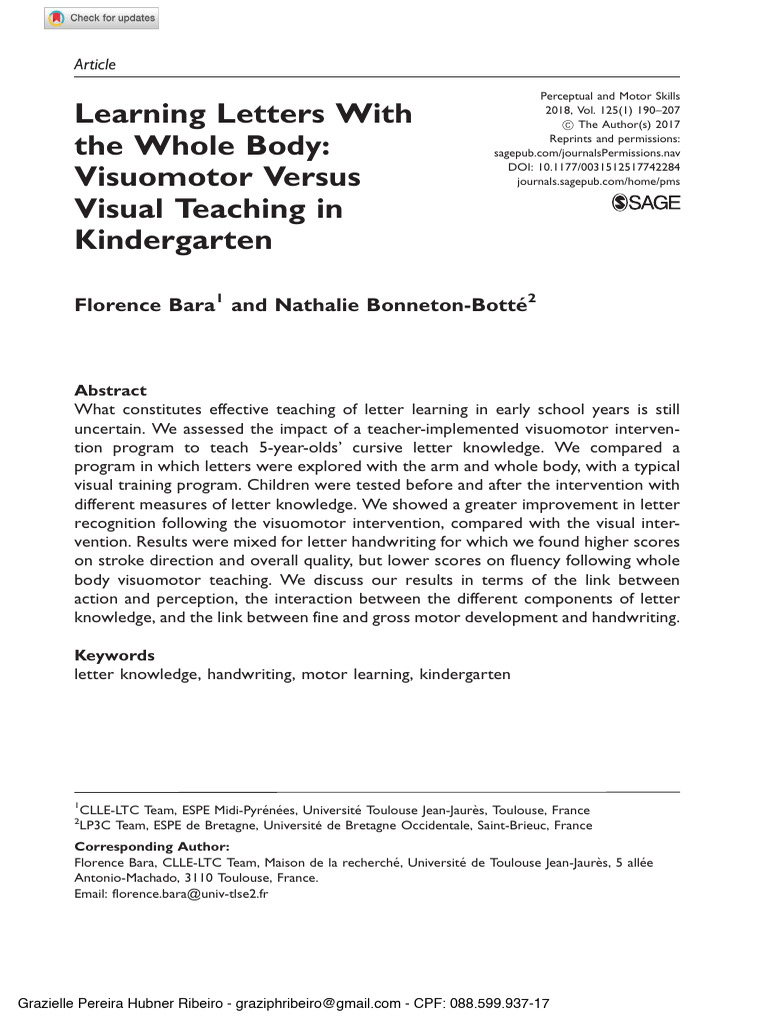 Learning Letters With The Whole Body Vis | PDF | Perception | Consonant