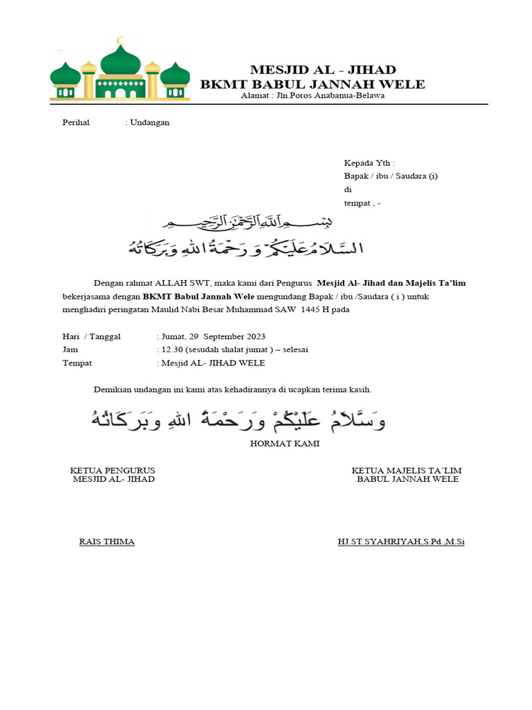 Undangan Maulid Babul Jannah | PDF
