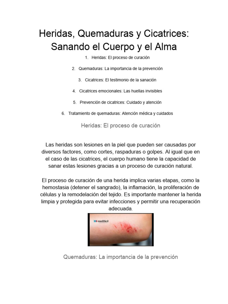 Heridas, Quemaduras y Cicatrices | PDF | Herida | Quemar