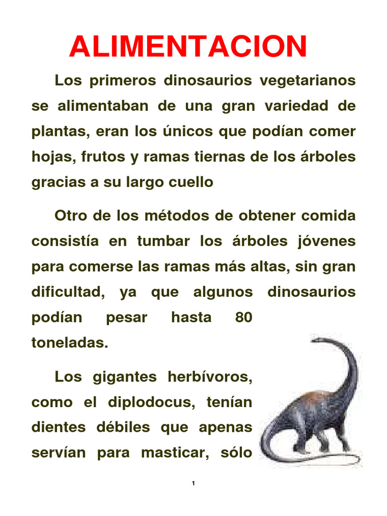 Alimentación de los Dinosaurios | PDF | Dinosaurios | Aves