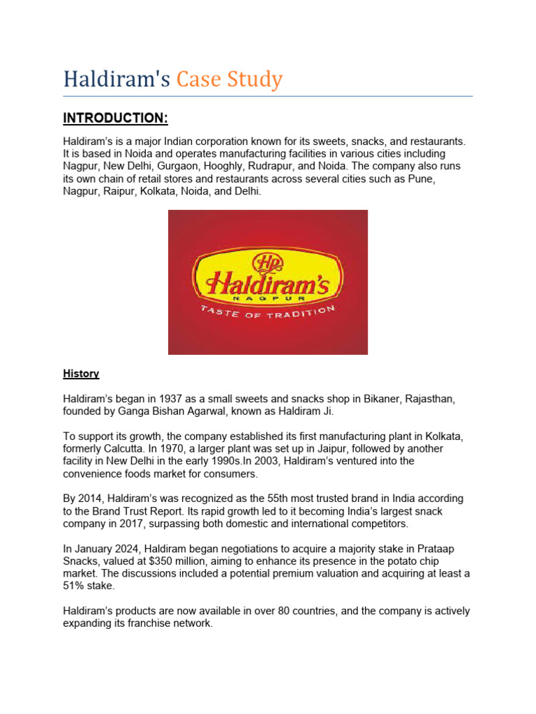 Haldiram's Case Study - Nidhi Singh (DCH - 27) | PDF | Pricing | Private Sector