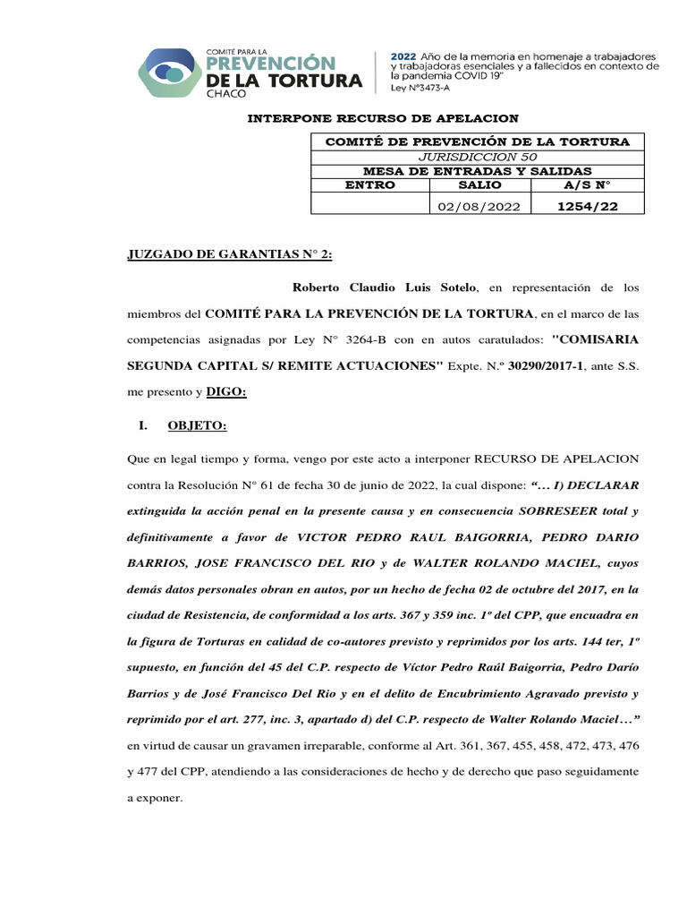 Int R Apelac | PDF | Tortura | Queja