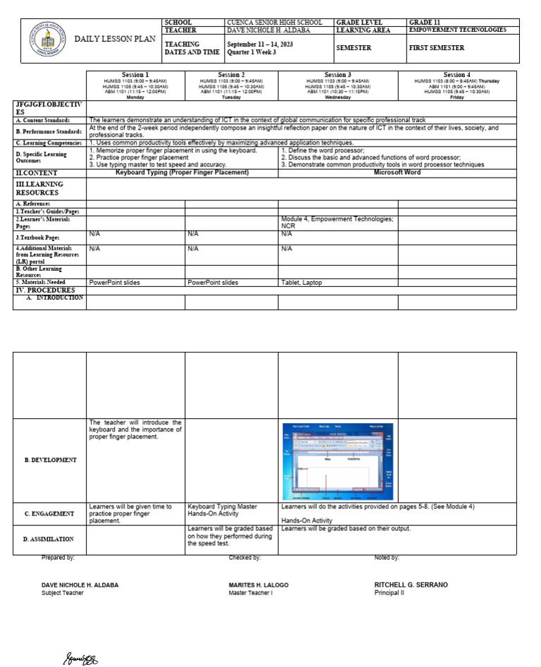 DLL Etech Q1 W3 | PDF | Educational Technology | Learning