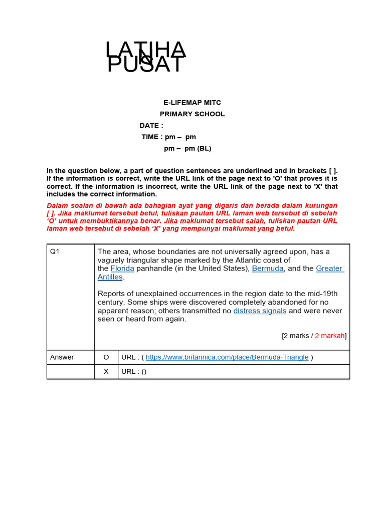 Mitc Skema Dan Jawapan Soalan Elifemap 2022 (Latihan Pusat SK) | PDF | Malaysia