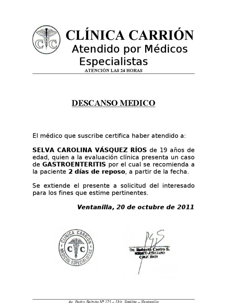 Descanso Medico | Medicina | Especialidades Medicas