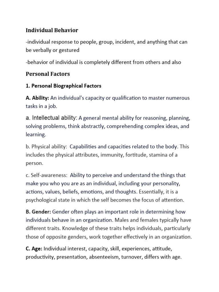 Unit-2 Foundations of Individual Behavior | PDF | Attitude (Psychology ...