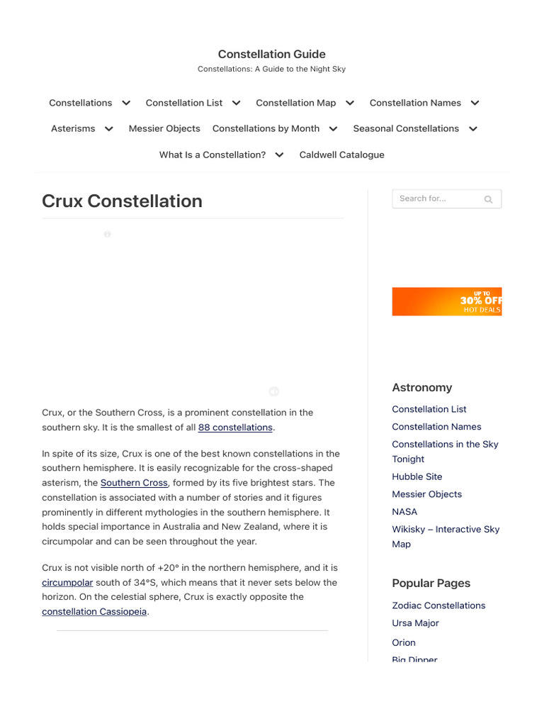 Crux Constellation (The Southern Cross) - Stars, Myth, Facts ...
