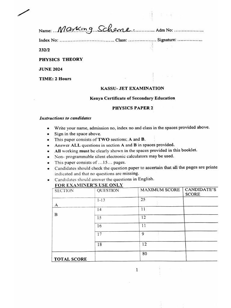Physics Pp2 Ms | PDF