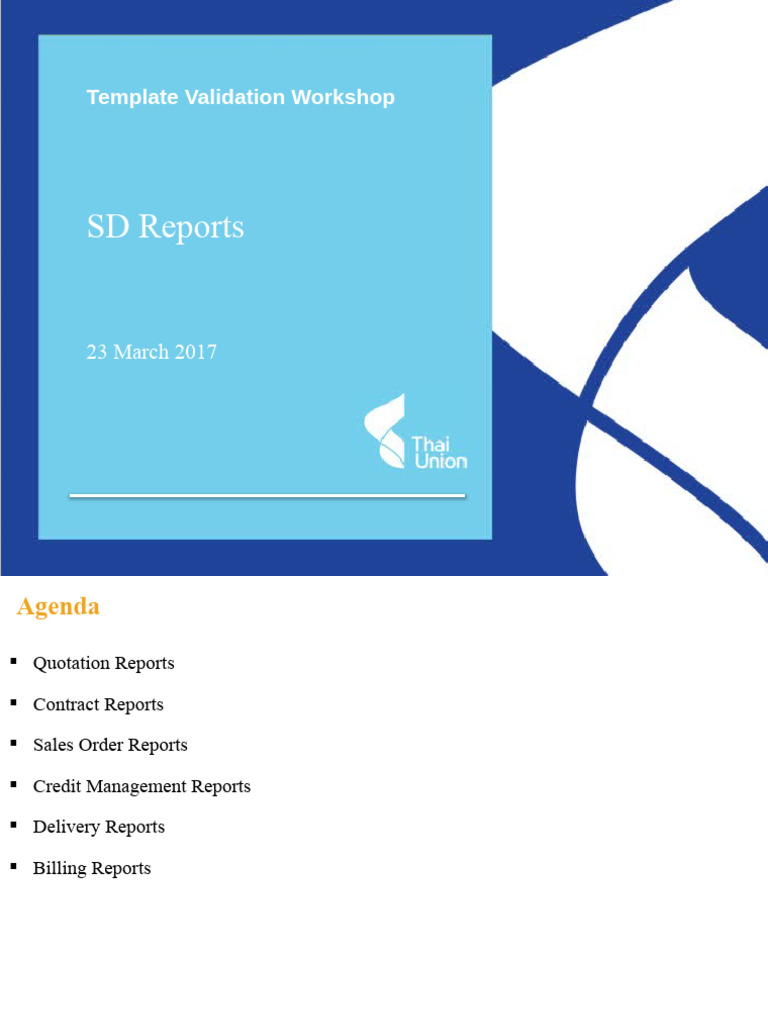TU-Template Validation WS - Sales Forms - Reports - V0.3 | PDF ...