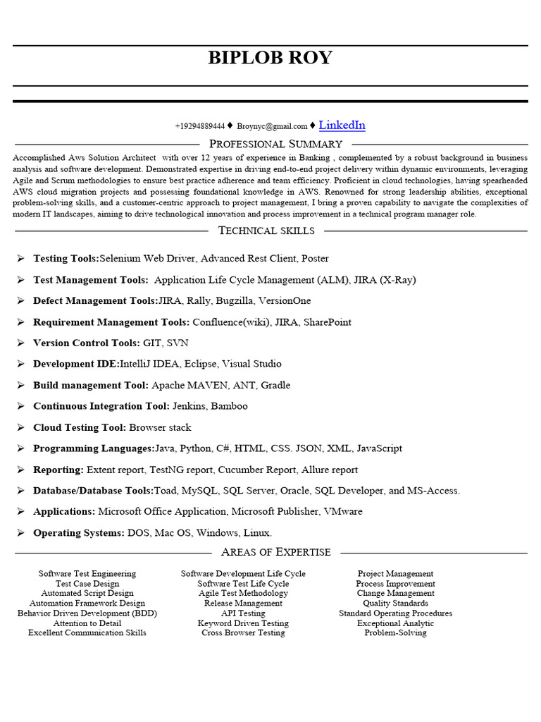 Biplob Roy Resume | PDF | Software Testing | Selenium (Software)