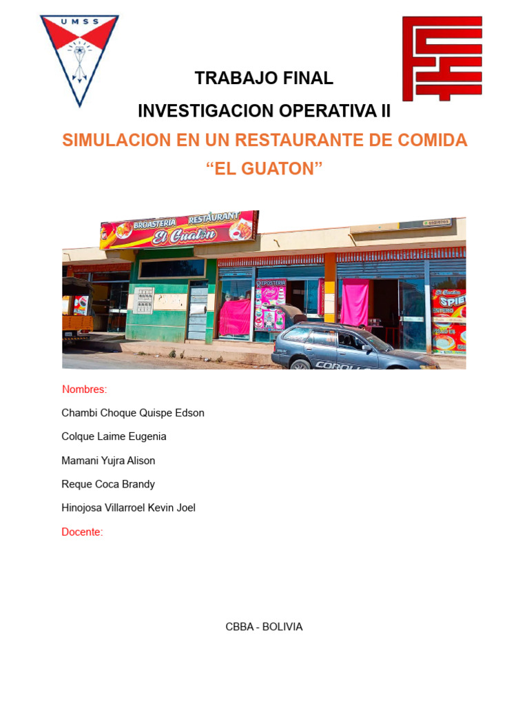 IO2 Final | PDF | Simulación | Alimentos